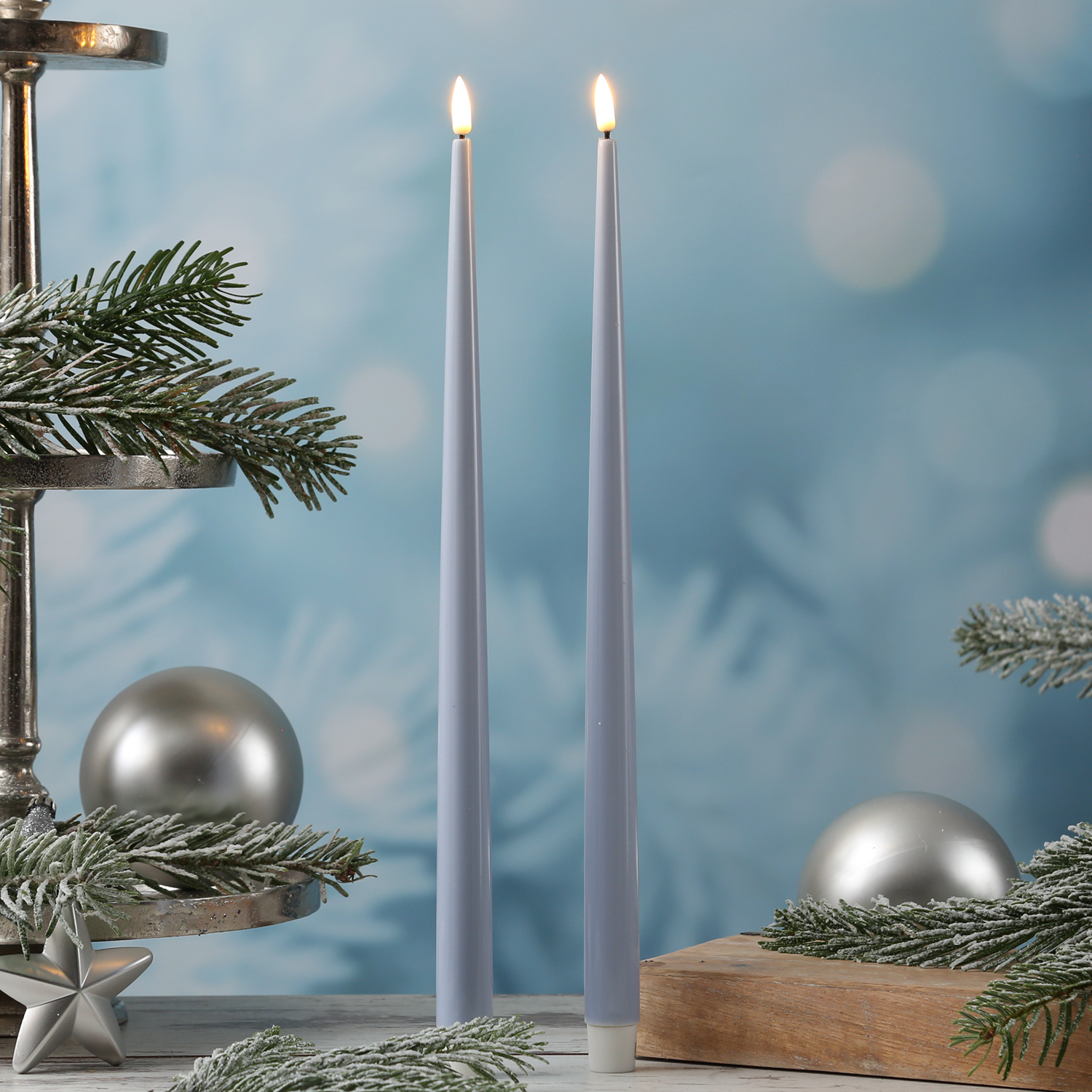 LED Stabkerzen ELLA - Echtwachs - realistische 3D Flamme - H: 38cm ...